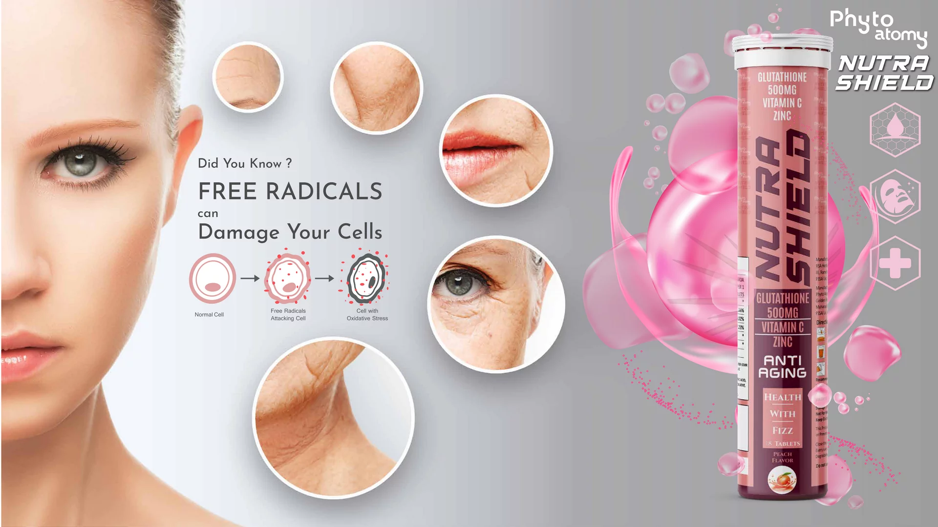 Nutra shield Glutathione vitamin c anti aging ef tablets
